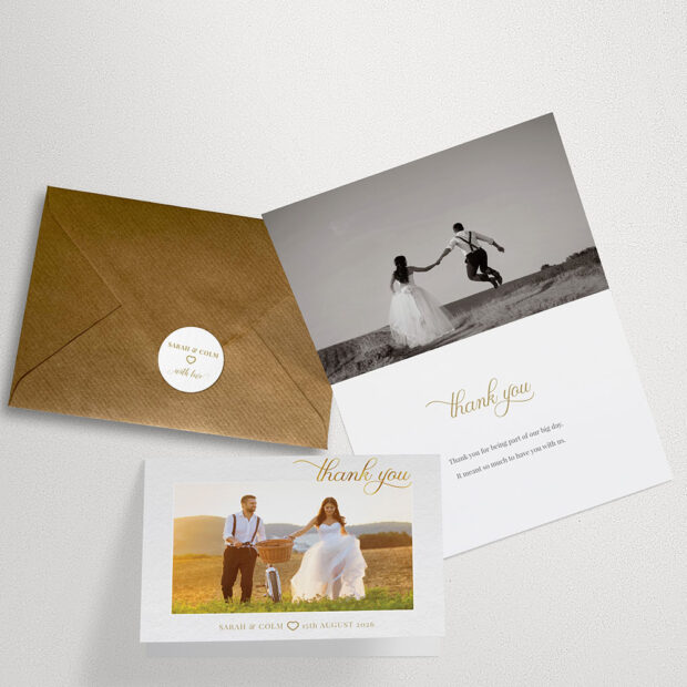 Gold Message, envelope sticker for your wedding thank you cards