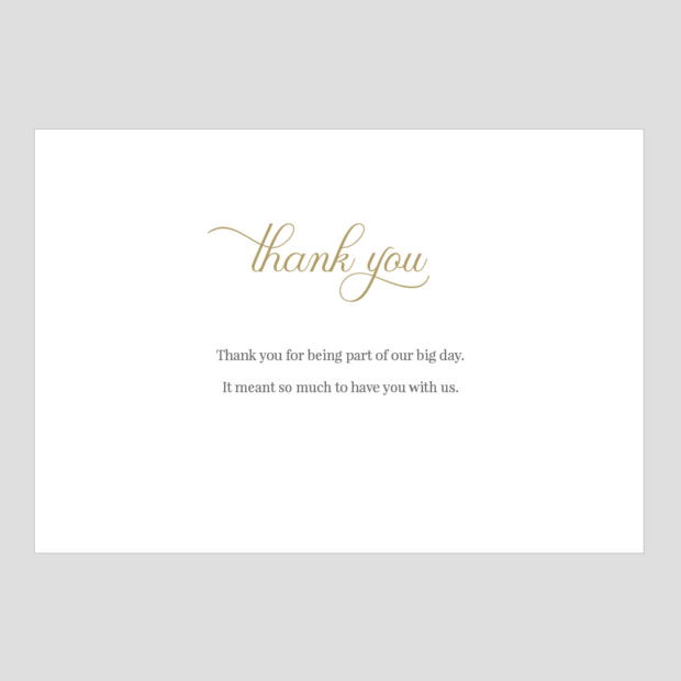 Gold Message, wedding thank you card by Cedar Tree.