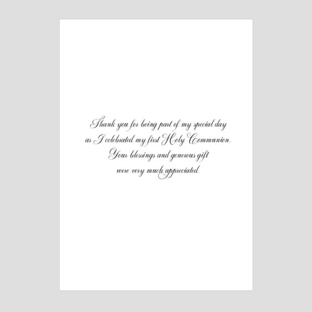 First Holy Communion Thank You Card - Communion Script