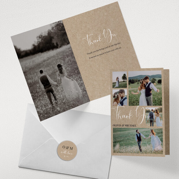Rustic Montage, wedding thank you card by Cedar Tree.