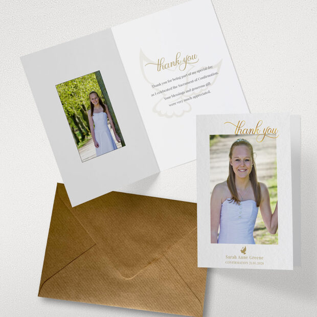 Gold Message, Communion thank you card by Cedar Tree.
