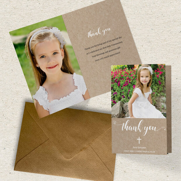 Natural Communion - First Holy Communion Thank You Card.